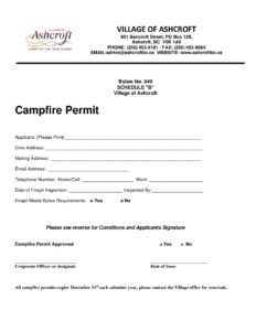 Campfire Permit Application - The Village of Ashcroft