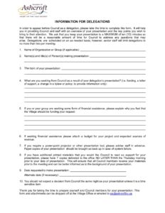 Delegation Request Form - The Village of Ashcroft