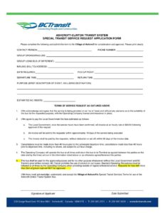 Special Transit Service Request Form - Ashcroft Clinton - The Village ...